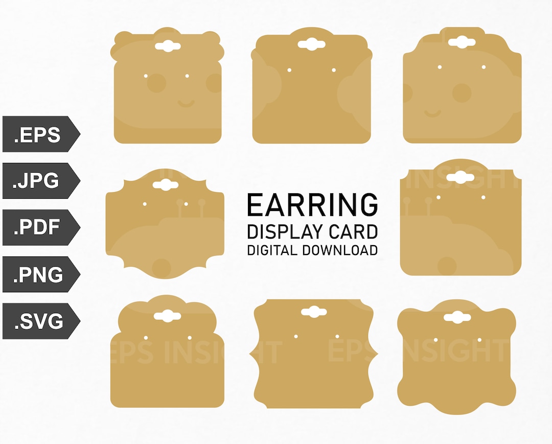 Earring Display Card SVG. Earring Holder Template. Earring Hang Tag Svg ...