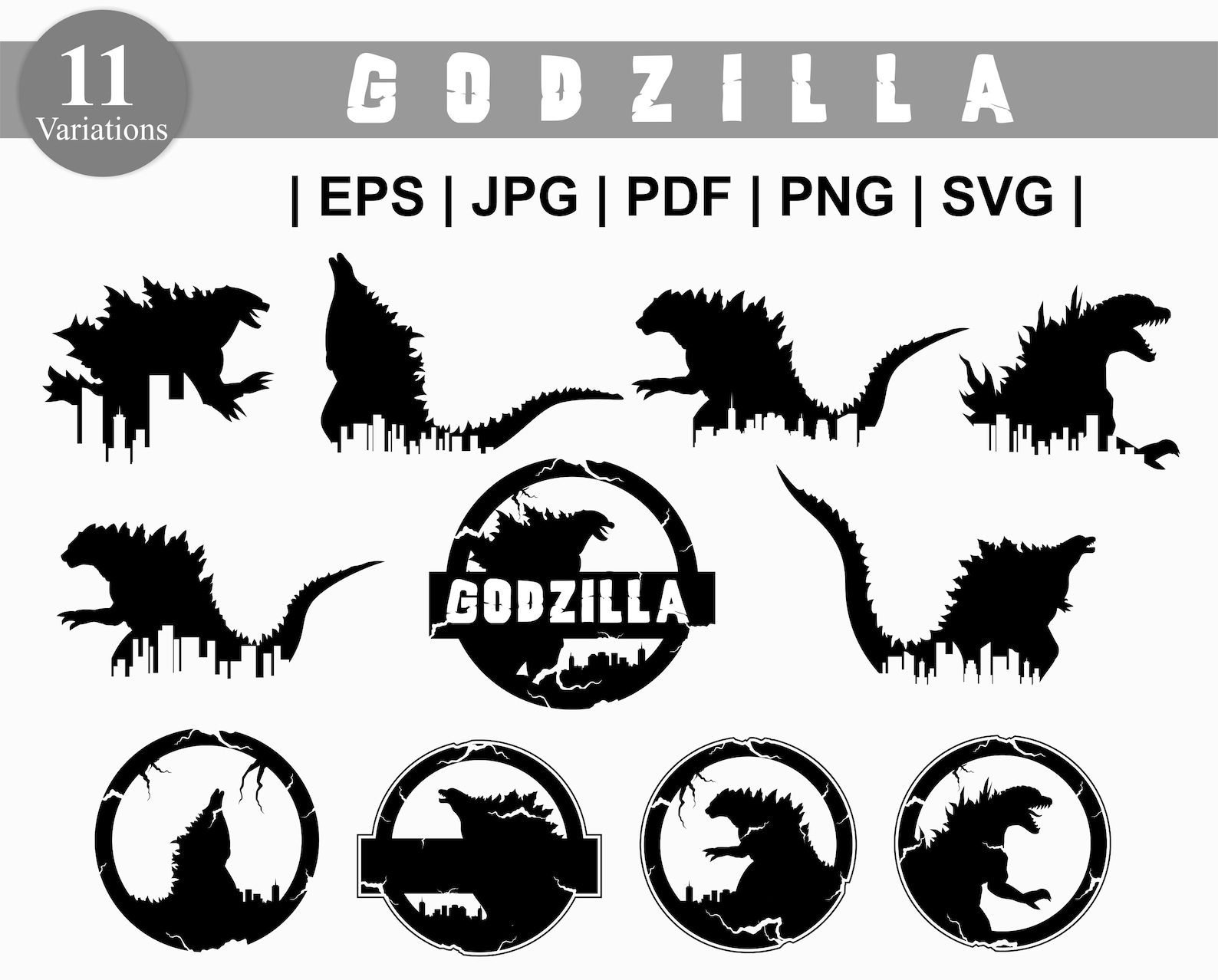 Godzilla SVG. Godzilla Bundle SVG. Godzilla Cityscape. Godzilla Monster ...