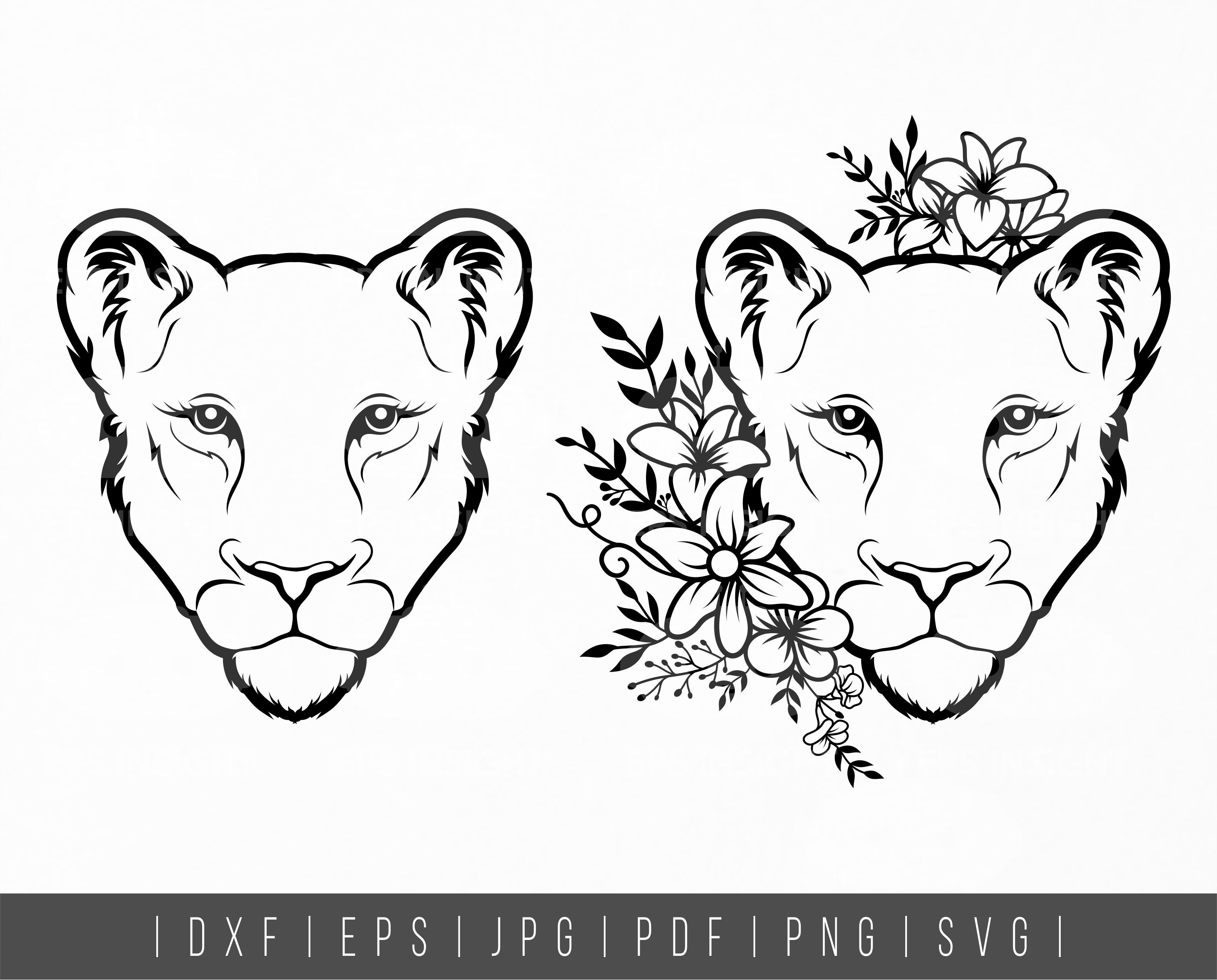 Lion Flower Svg. Female Lion Svg. Floral Lion Head Svg. Queen | Etsy Canada