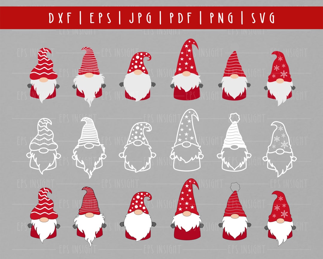 Little Gnomes SVG Bundle. Christmas Gnomes SVG. Winter Gnomes Outline ...