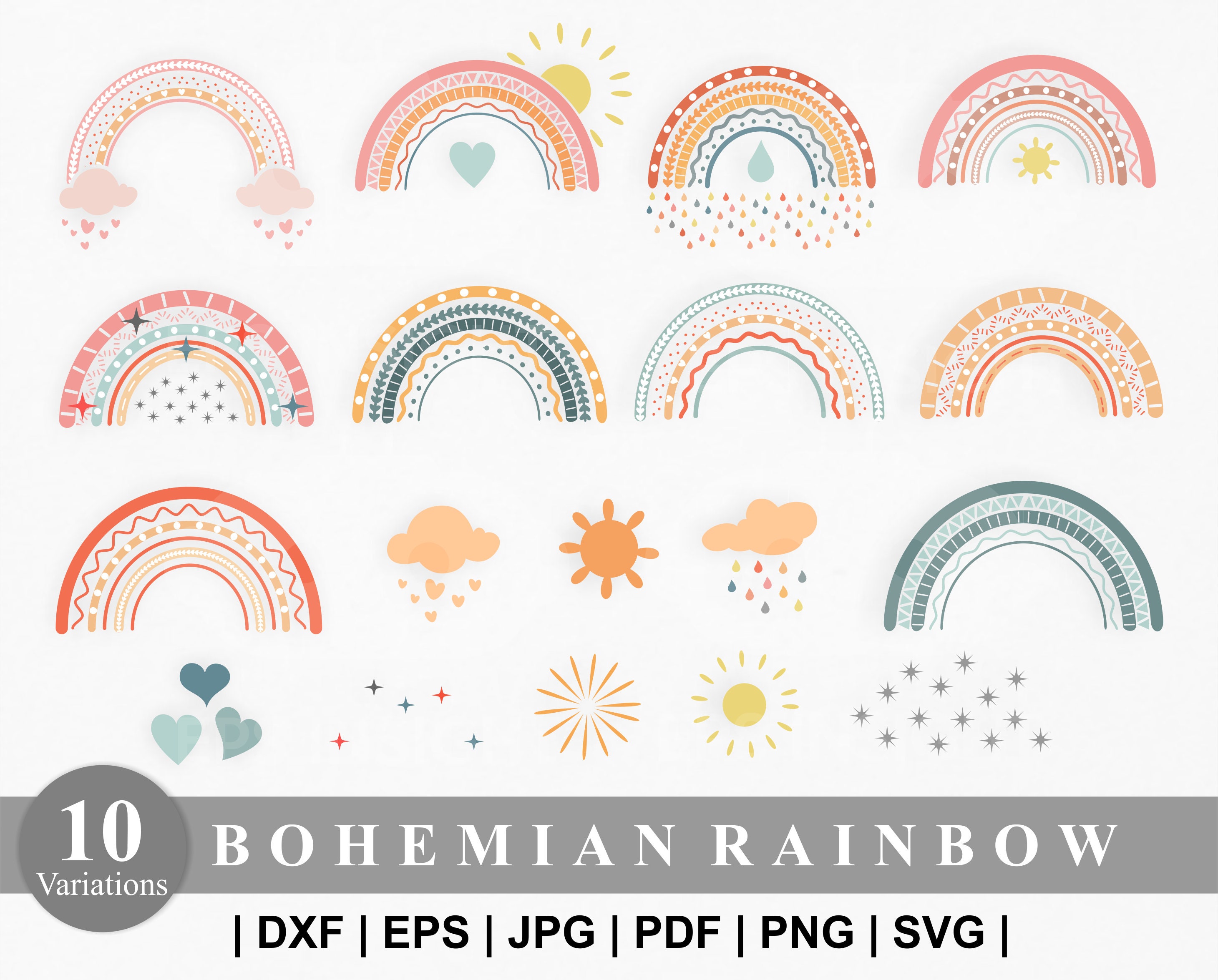 Boho Rainbow Svg. Bohemian Rainbow SVG for Cricut. Rainbow | Etsy UK