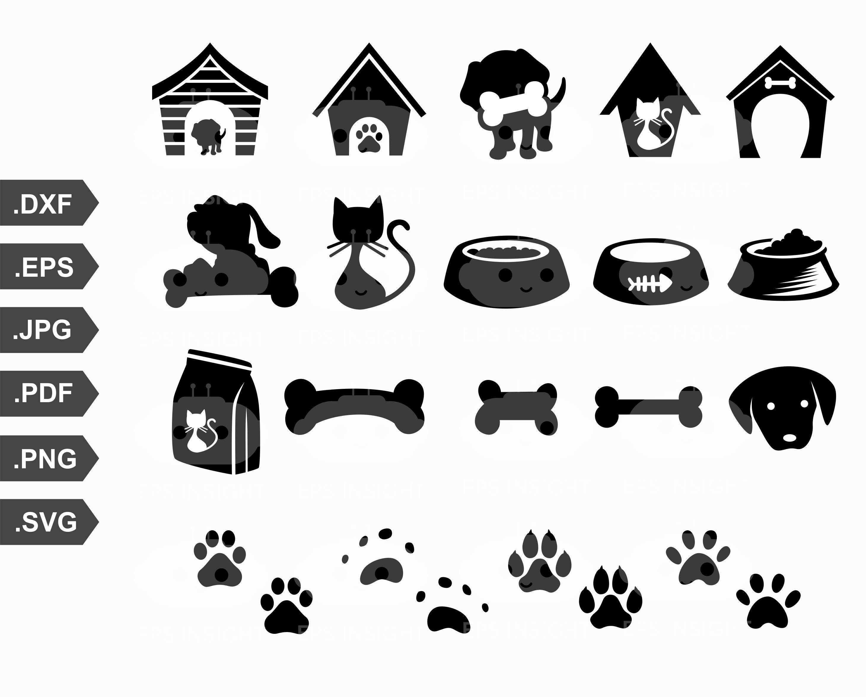 Pet Svg Bundle. Dog House Svg. Bone Svg. Cat Svg. Pet Paw | Etsy
