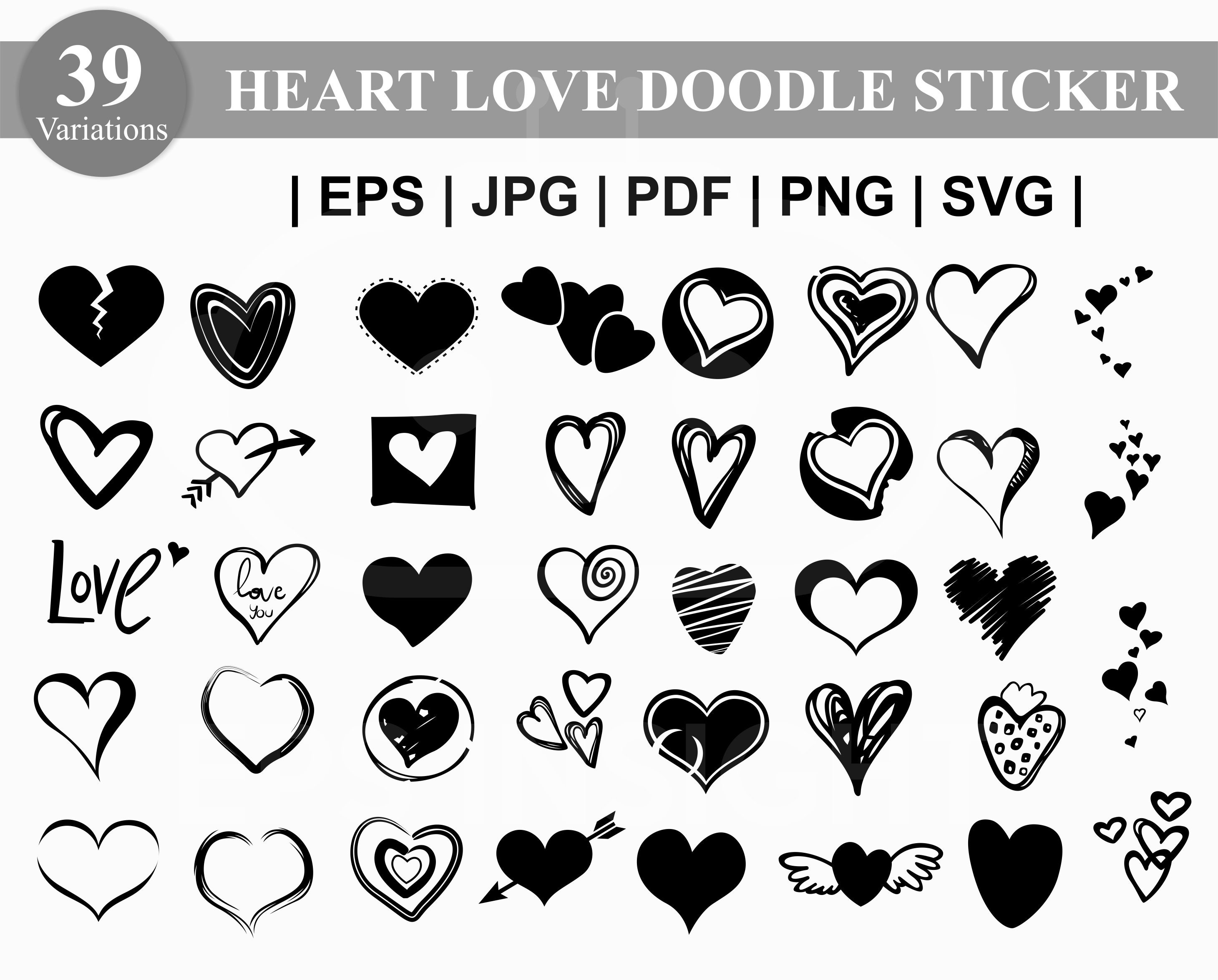 Doodle Heart Svg. Heart SVG. Doodle Love SVG. Heart SVG | Etsy