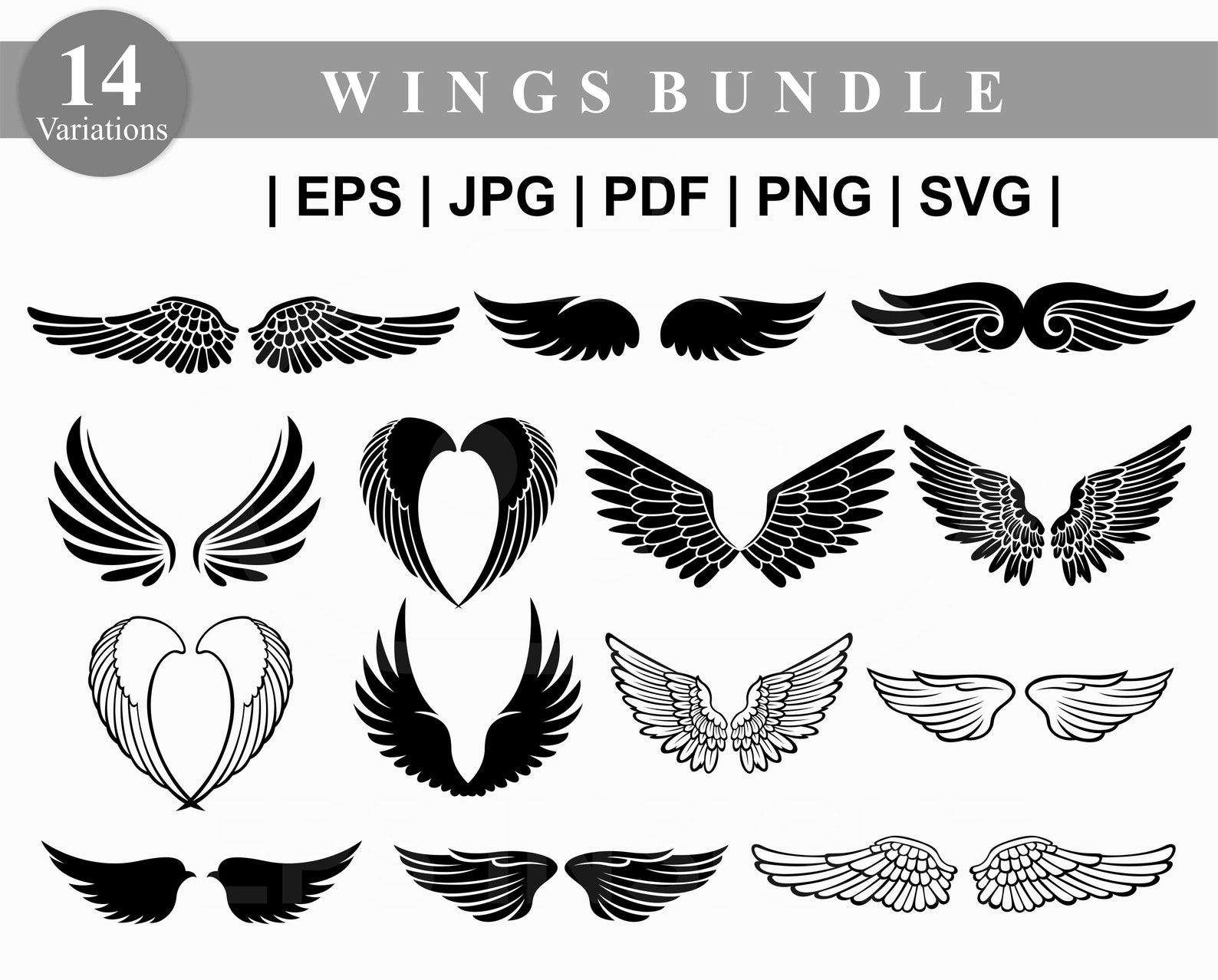 Wings SVG Bundle. Angel Wings SVG. Angel Wings Cut File. Memorial SVG ...