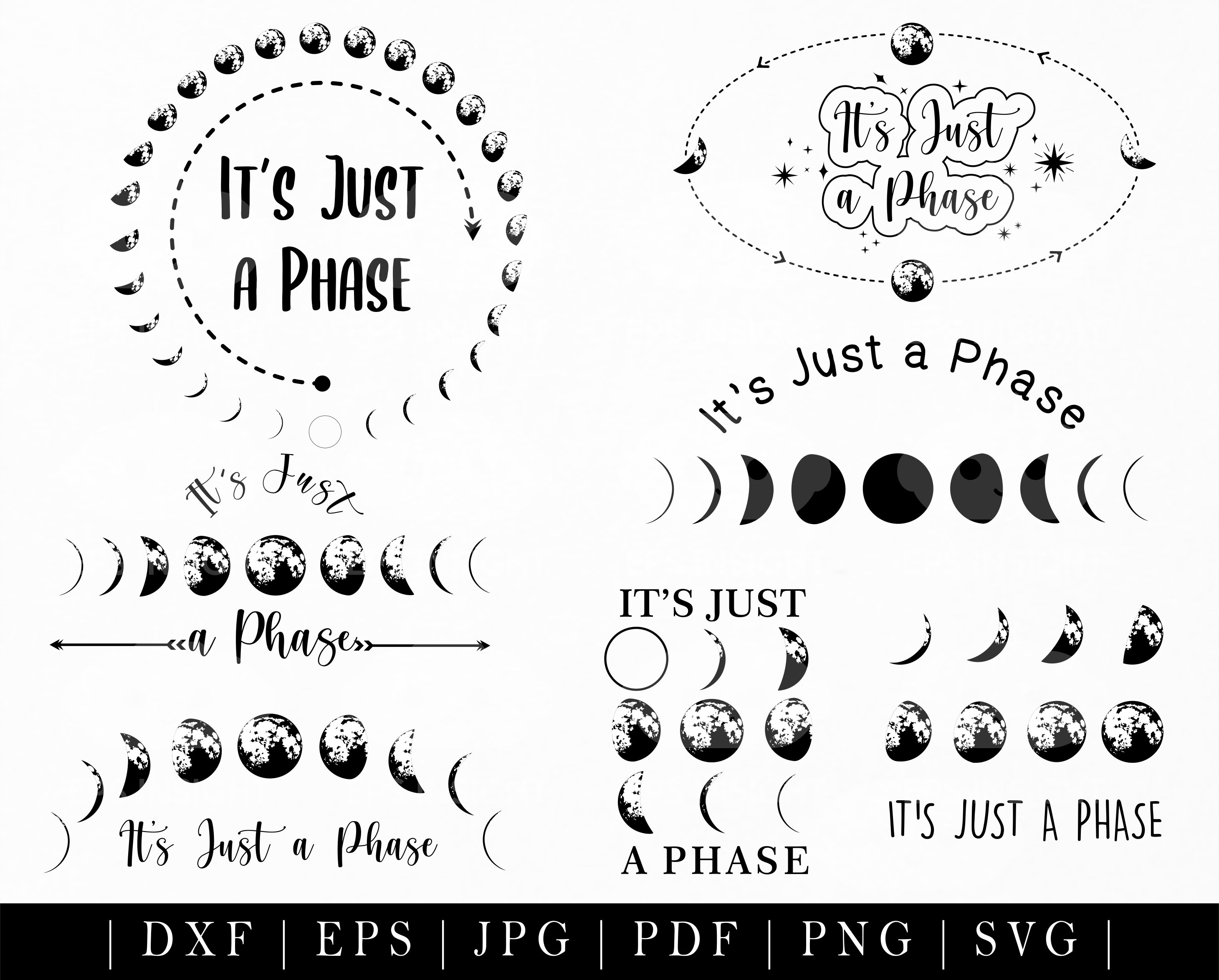 It's Just a Phase Svg. Moon Phases Svg. Celestial Moon - Etsy Canada