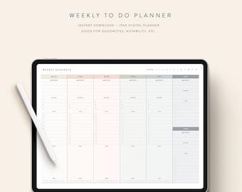 Weekly Overview Planner iPad Download — 10 Color Options — Notability ...