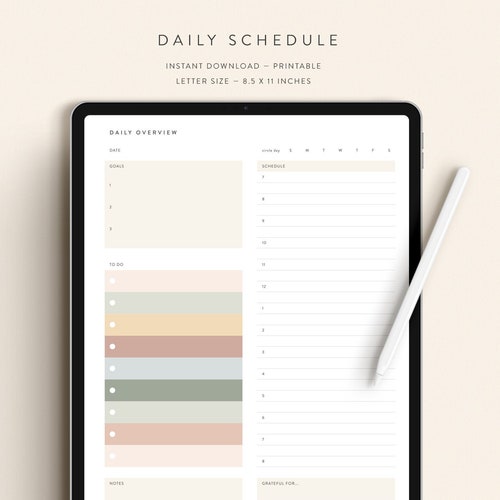 Neutral Daily Digital Planner Printable Planner ipad | Etsy
