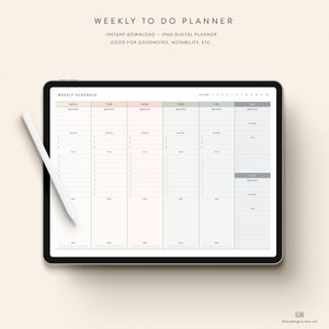 Weekly Overview Planner iPad Download 10 Color Options - Etsy