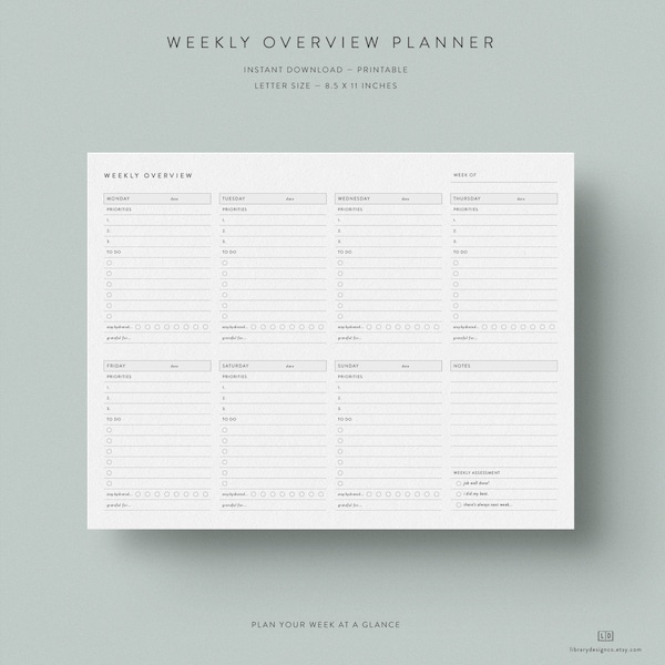 Weekly Overview Printable - Etsy