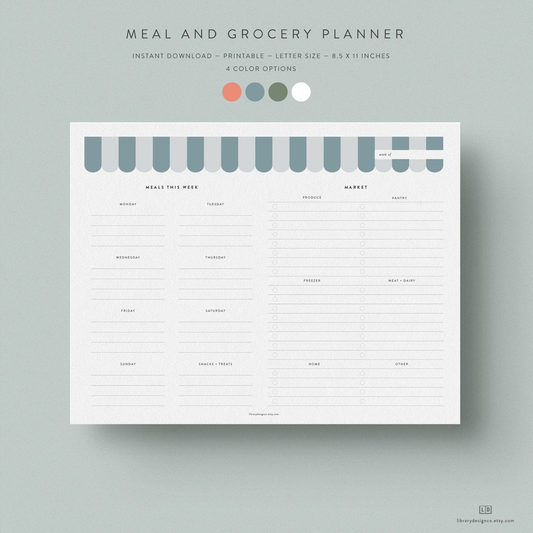 Meal and Grocery Planner Printable Download — instant Download — Letter ...