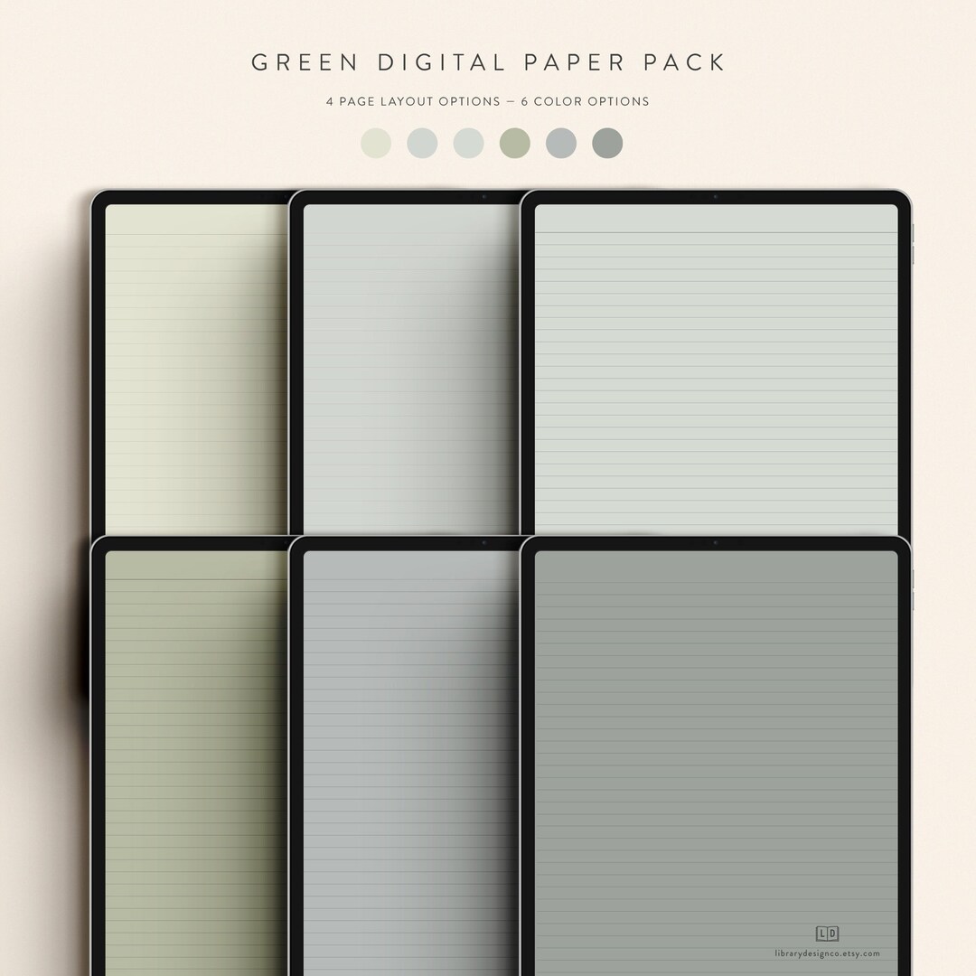 Green Digital Paper Pack — Instant Digital Download — Notability ...