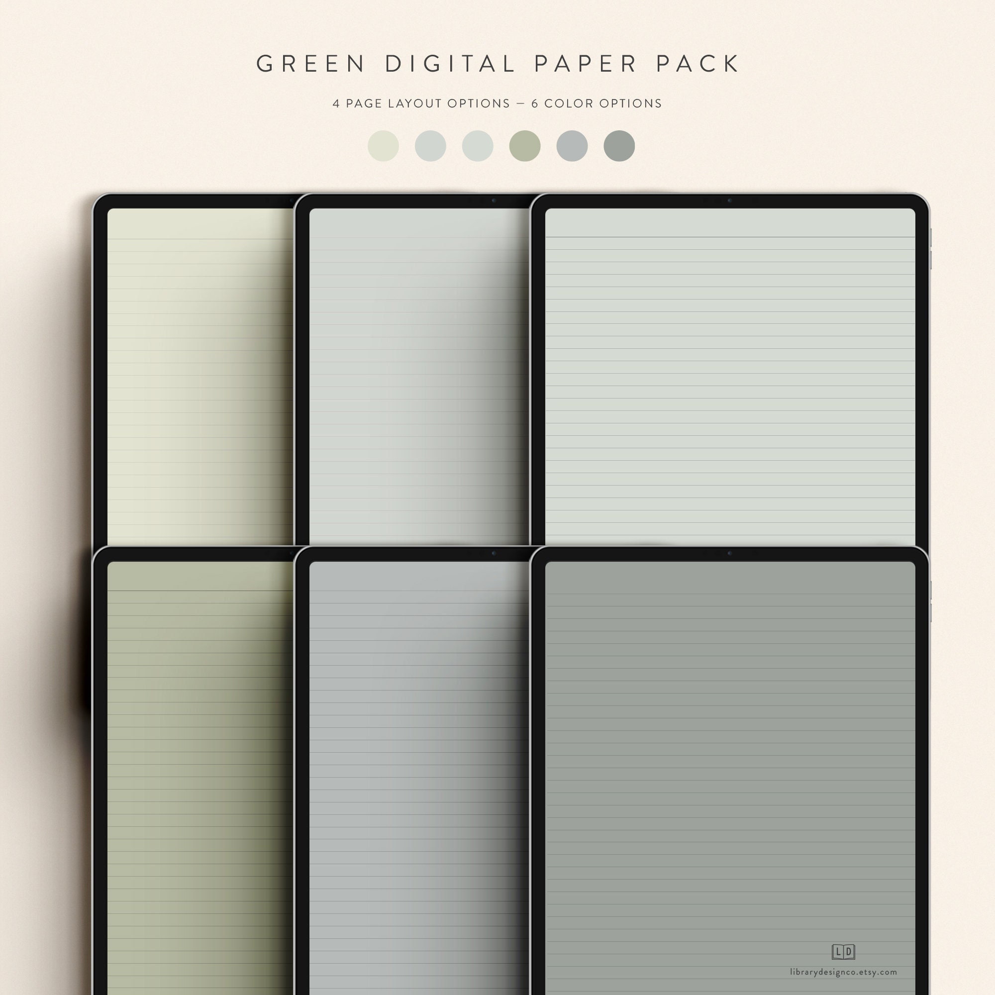Green Digital Paper Pack Instant Digital Download Notability Goodnotes ...