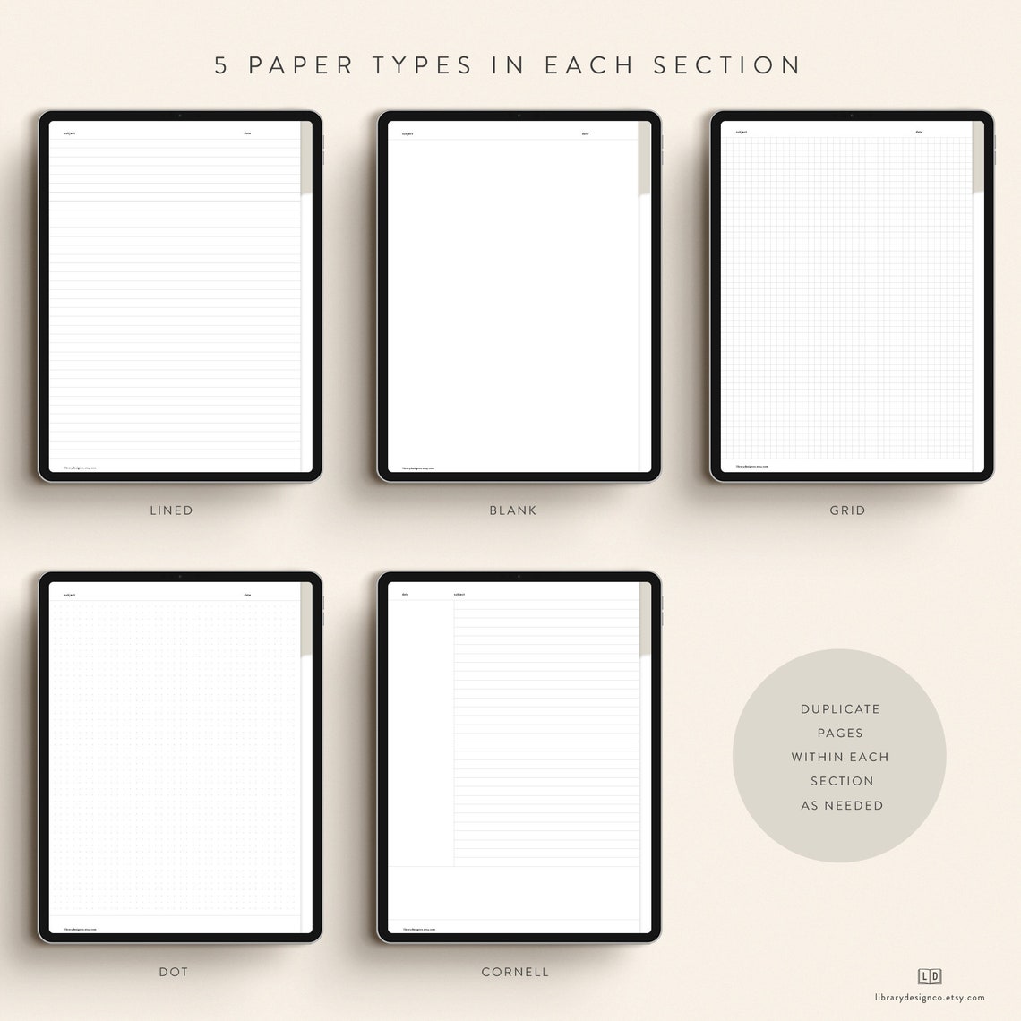 Green Neutral Digital Notebook — Instant Digital Download — Notability ...