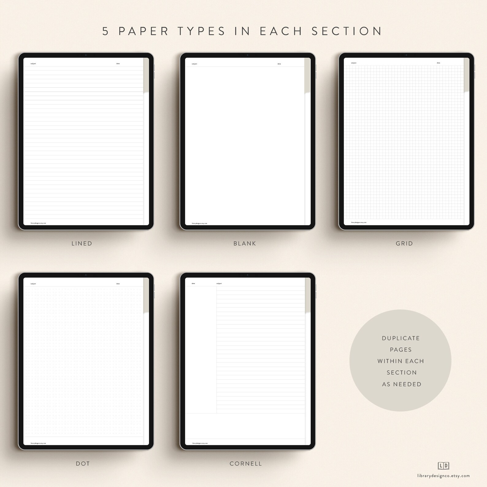 Green Neutral Digital Notebook Instant Digital Download - Etsy