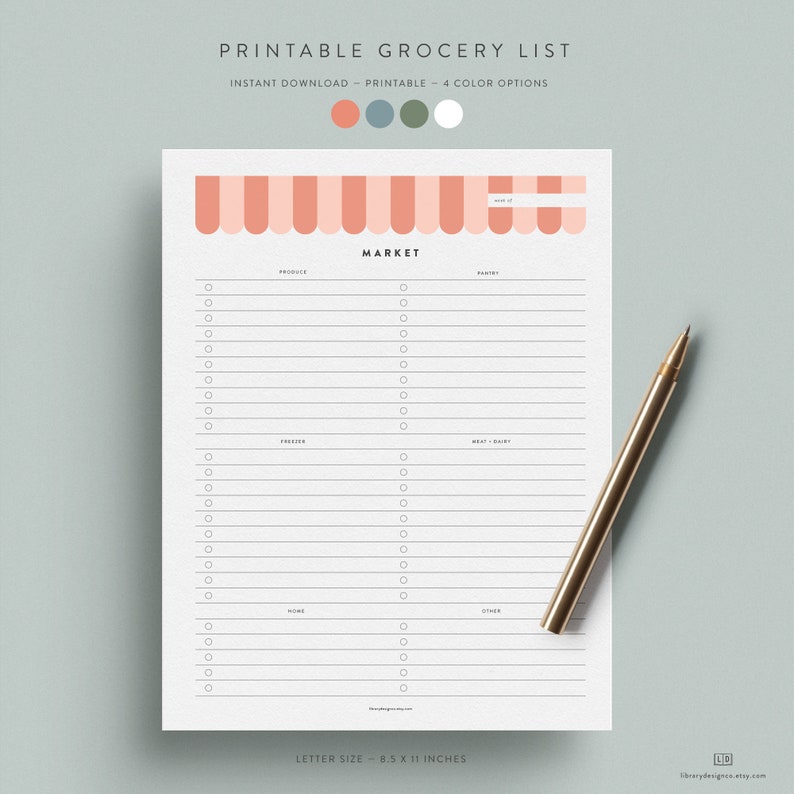 Grocery List Printable Download — instant Download — Letter Size - Etsy