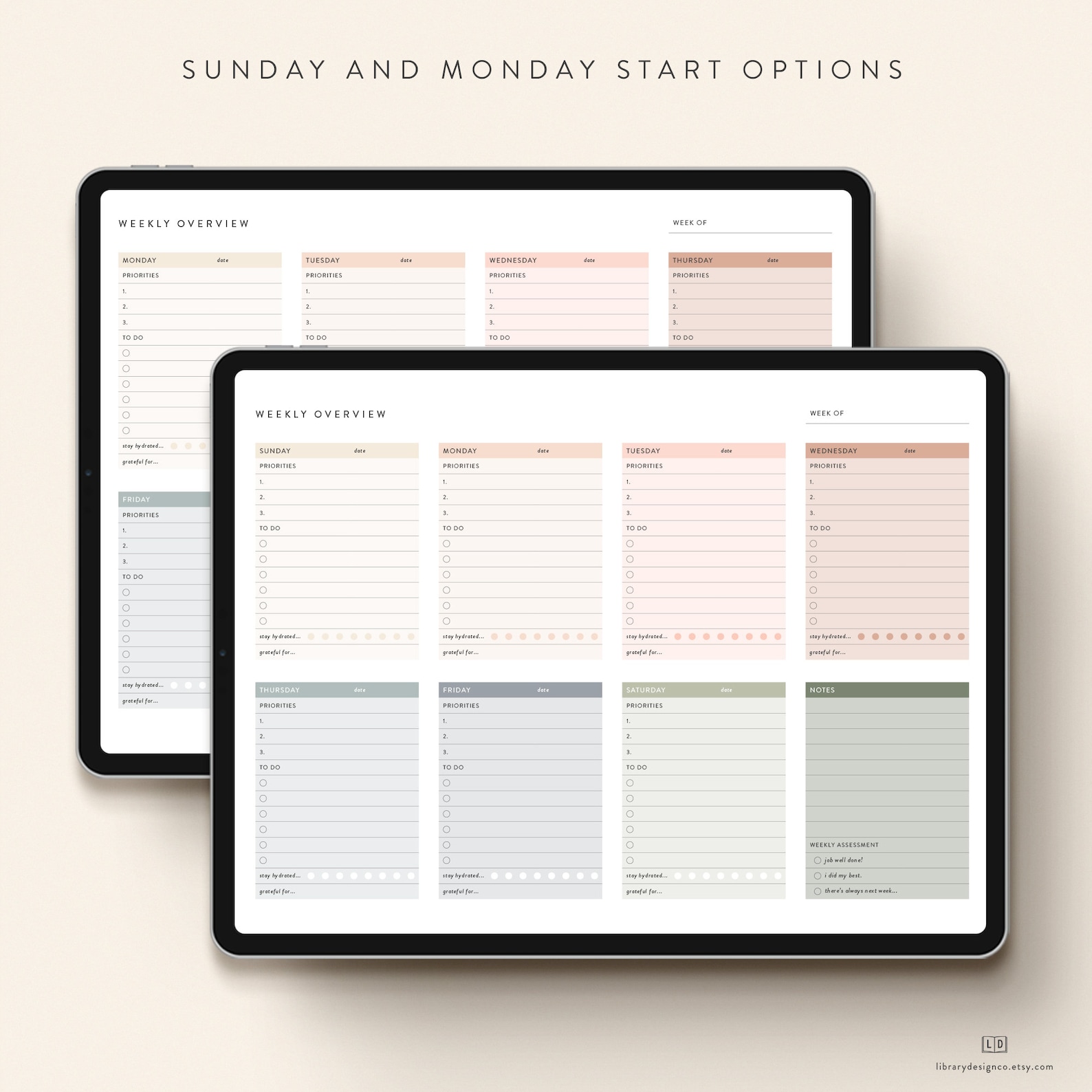 Weekly Overview Planner iPad Download — 10 Color Options — Notability ...