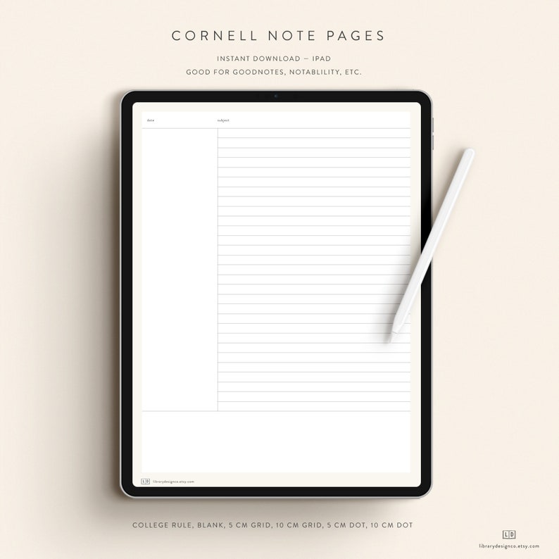 Cornell Notes Student Printable Download — Instant Digital Download ...