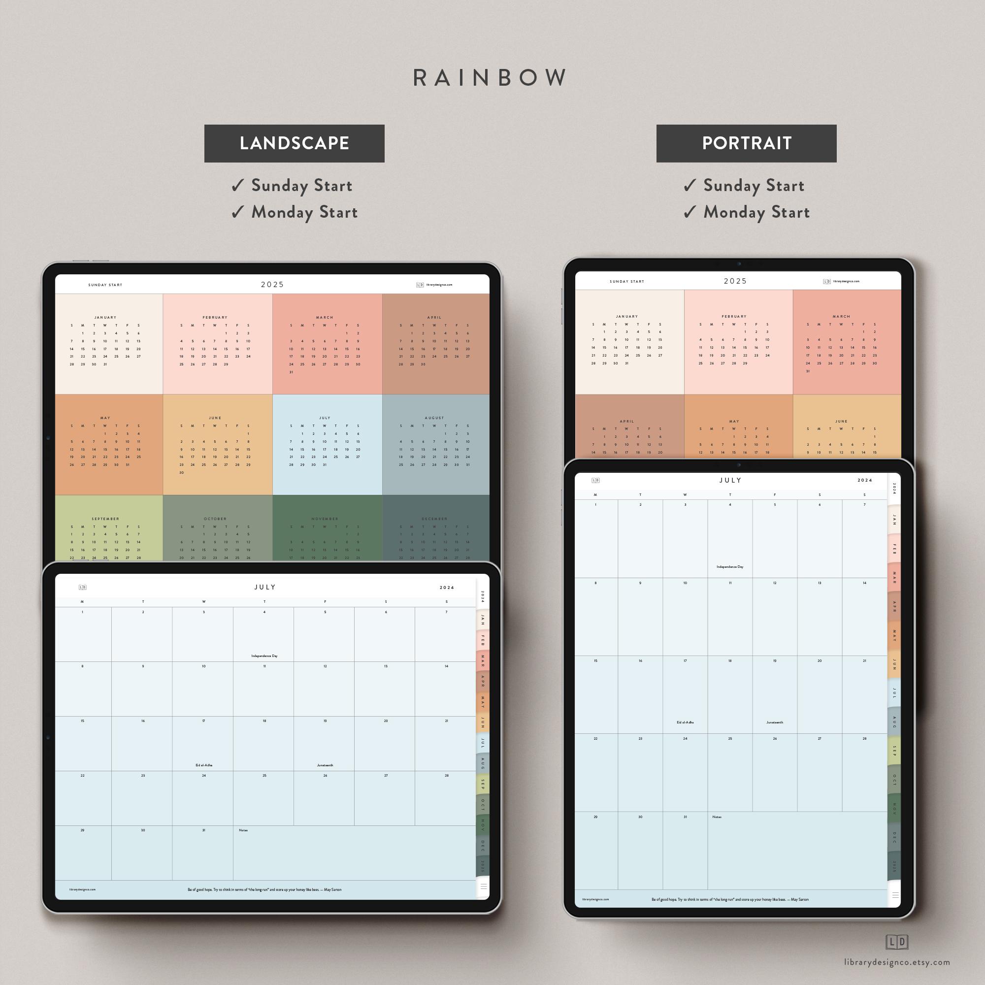 2025 Digital Monthly Calendar iPad Download - Etsy