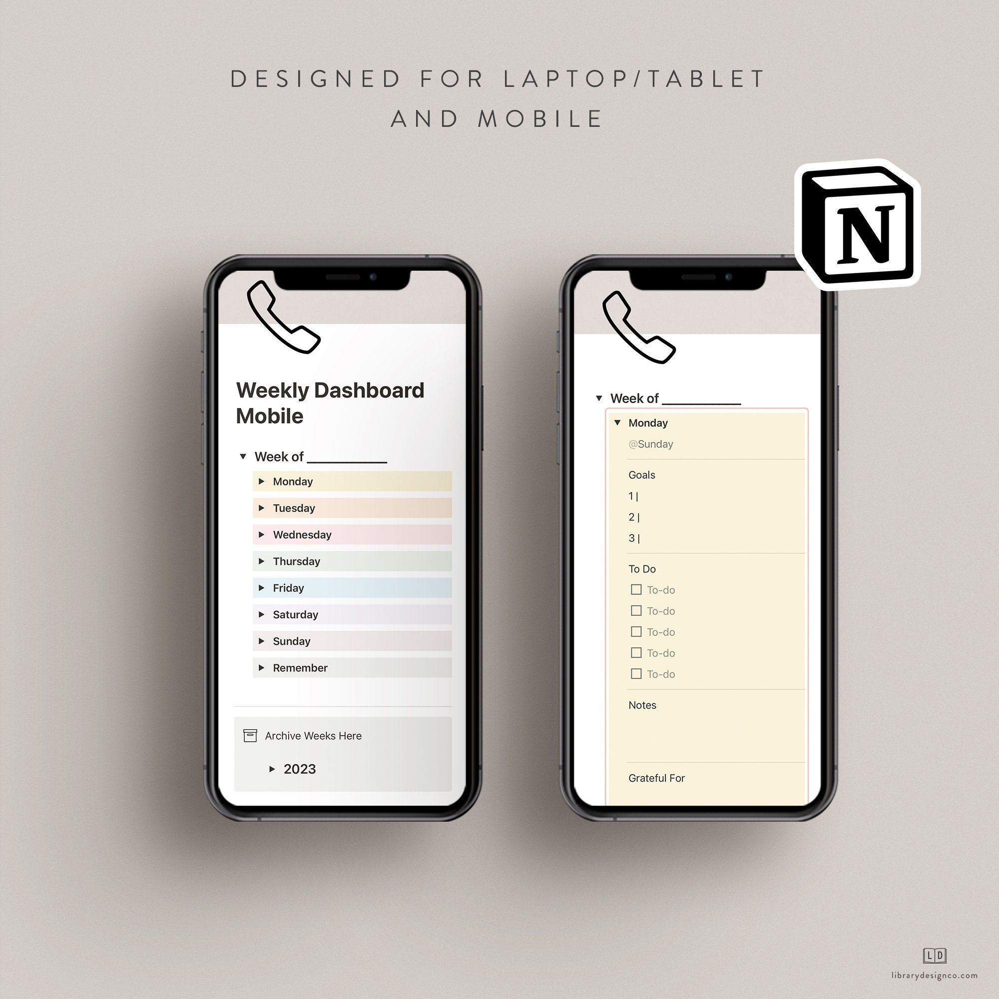 Weekly Dashboard Notion Template - Etsy