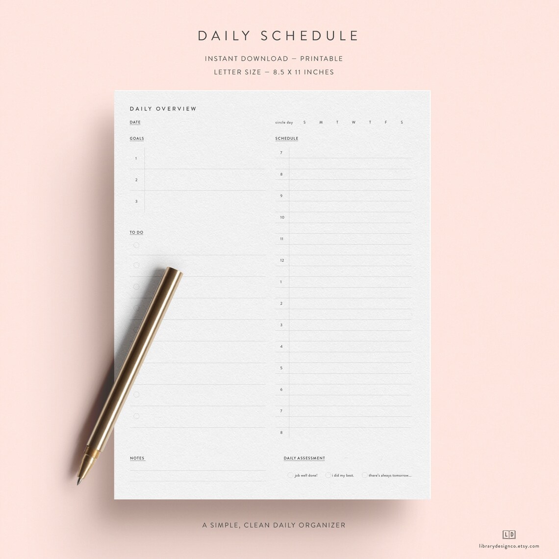 Undated Daily Schedule Planner Printable Download — instant Download ...