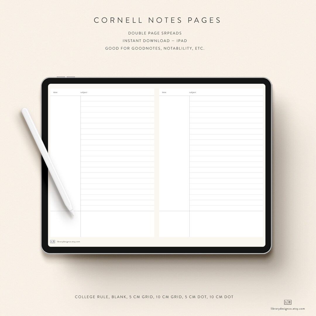 Cornell Notes Student Printable Double Page Spread Download — Instant ...