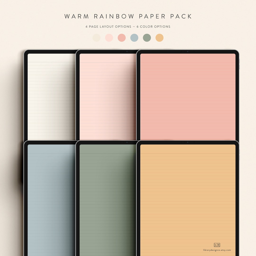 Warm Rainbow Digital Paper Pack — Instant Digital Download — Notability ...