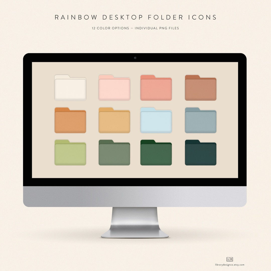 Rainbow Desktop Folder Icons — Instant Digital Download — Mac and PC - Etsy