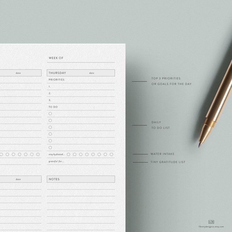 Weekly Overview Planner Printable Download instant Download - Etsy