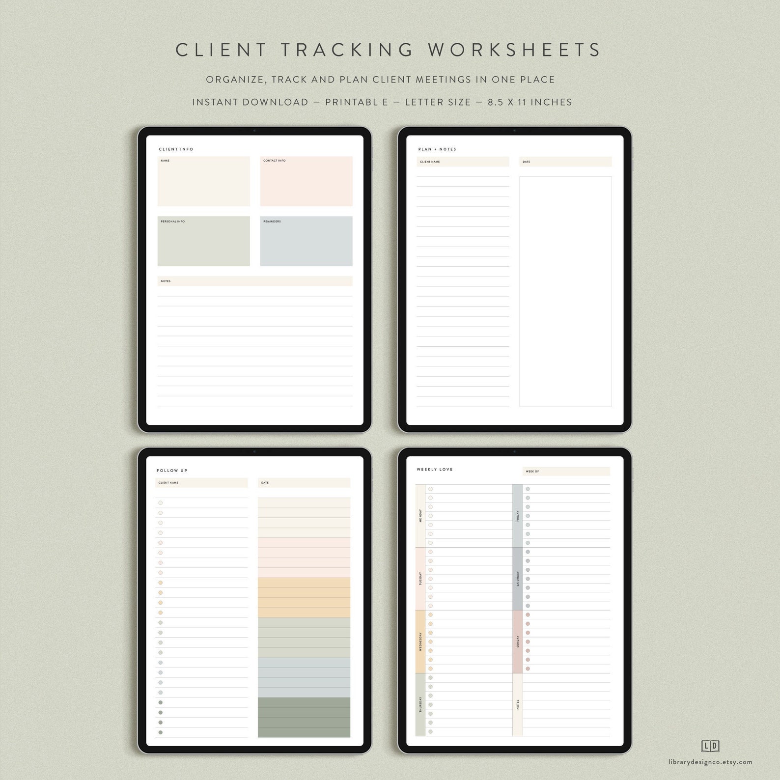 Client Tracking Worksheets — Instant Digital Download — Notability ...