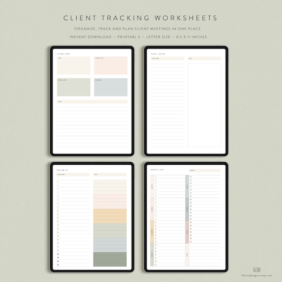 Client Tracking Worksheets Instant Digital Download | Etsy
