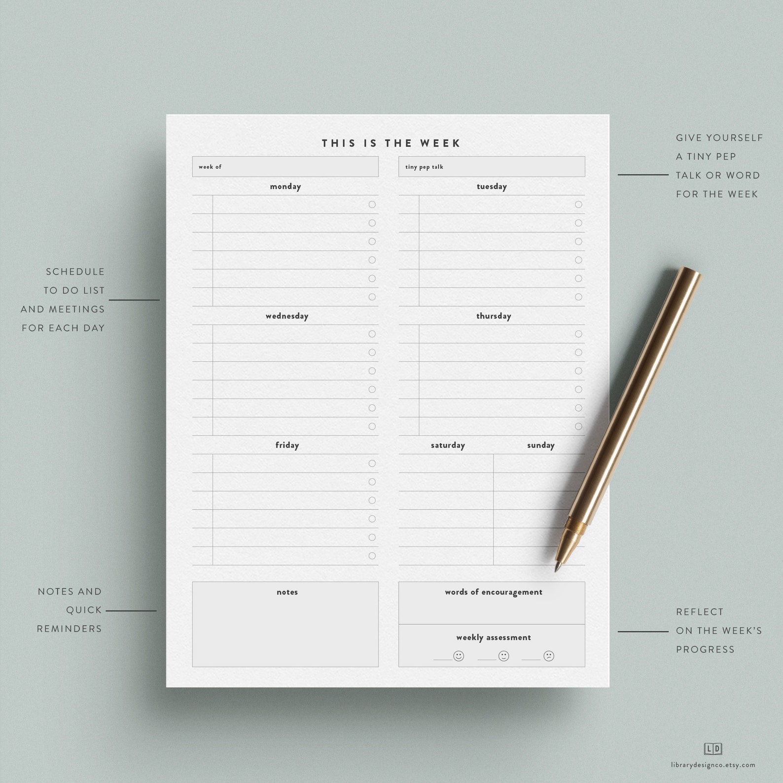 This is the Week List Printable Download — instant Download — Letter ...