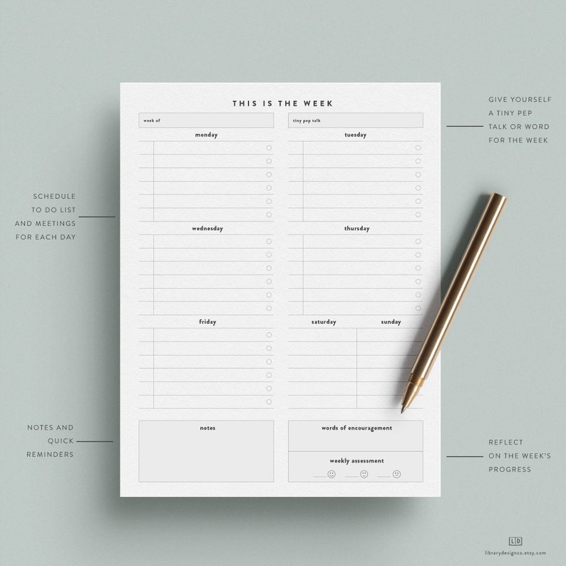 This is the Week List Printable Download — instant Download — Letter ...