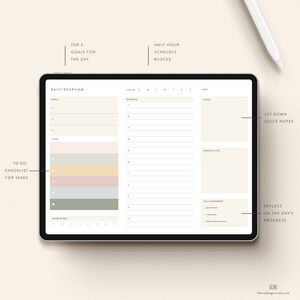 Undated Daily Schedule Planner iPad Download Landscape — 10 Color ...