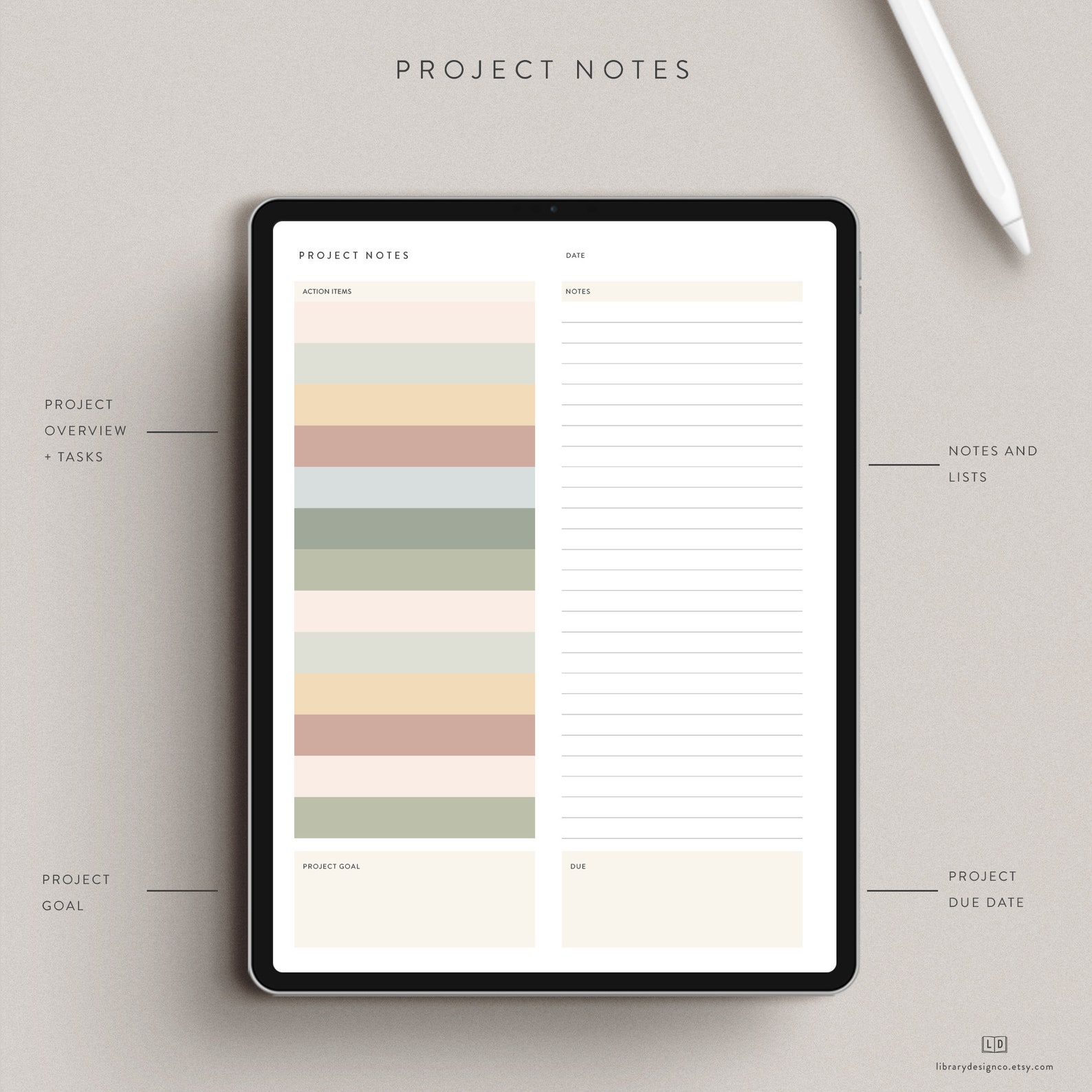 Meeting + Project Notes iPad Download — 10 Color Options — Notability ...