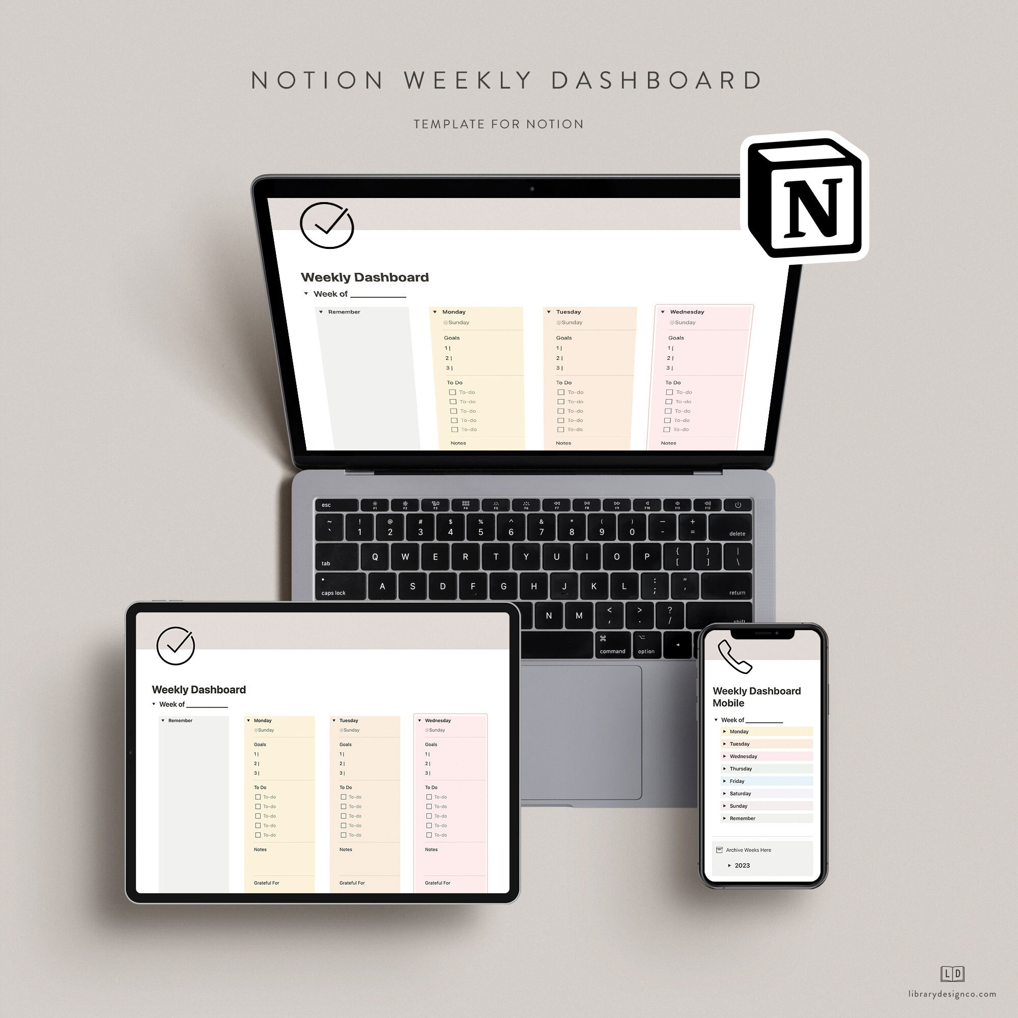 Weekly Dashboard Notion Template - Etsy