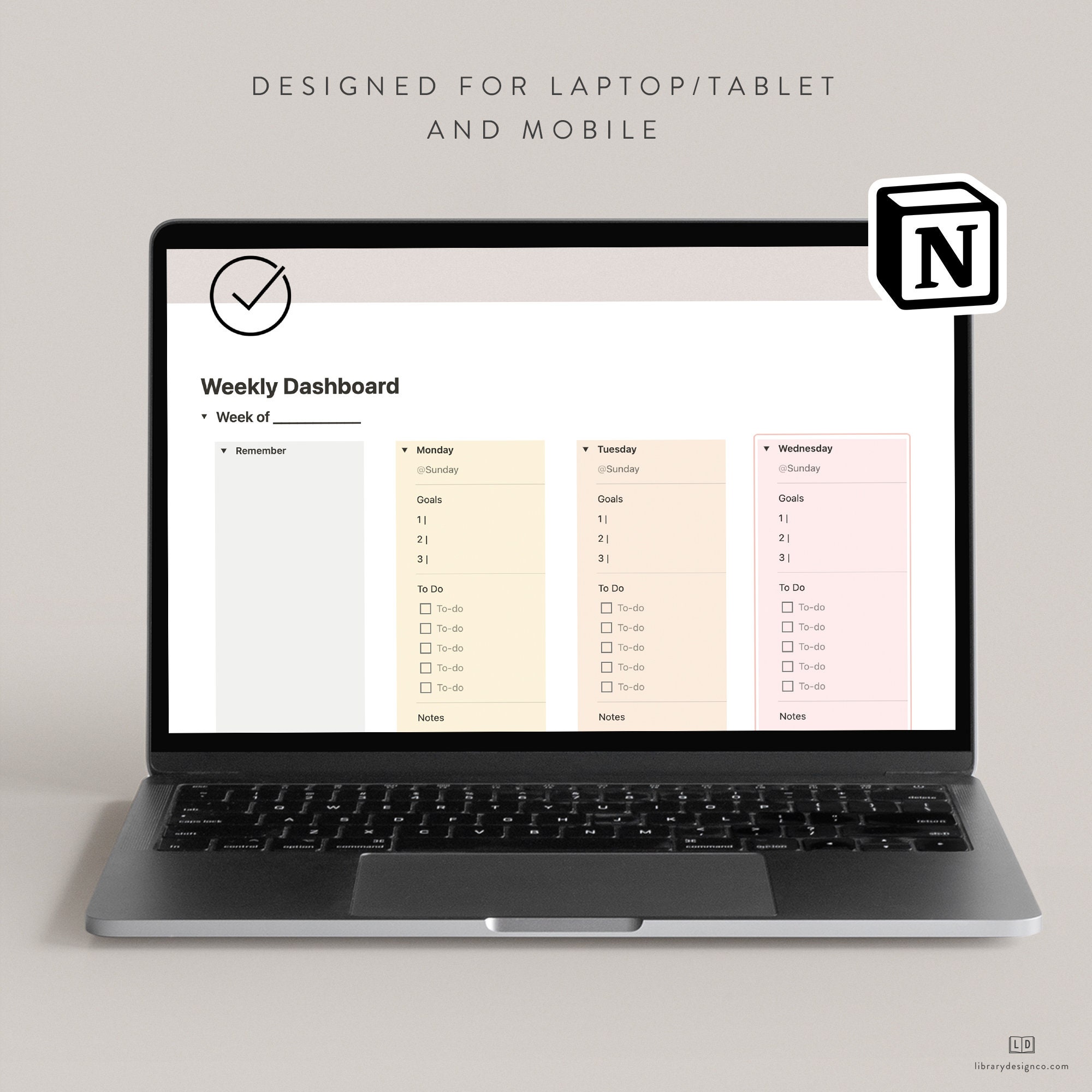 Weekly Dashboard Notion Template - Etsy