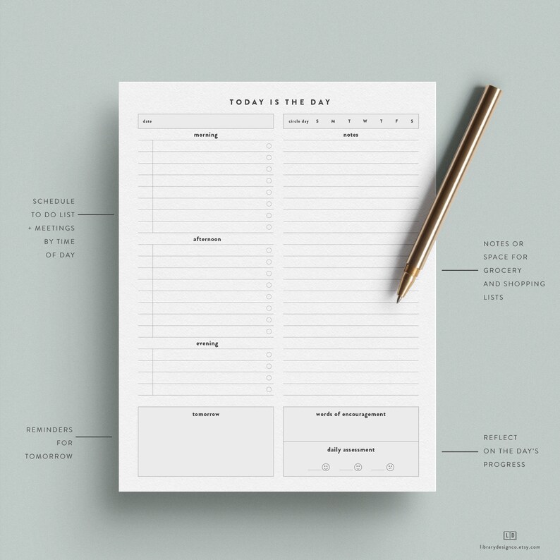 Today is the Day List Printable Download — instant Download — Letter ...