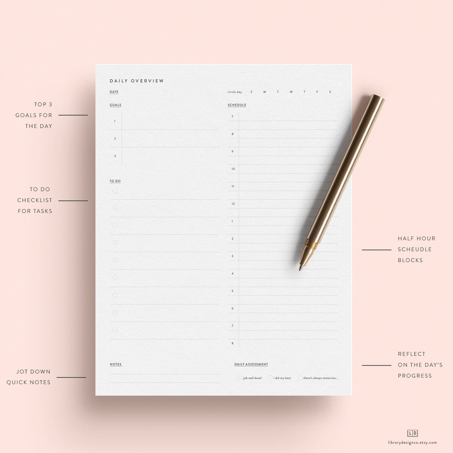 Undated Daily Schedule Planner Printable Download — instant Download ...