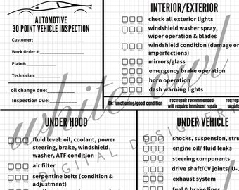 Printable Automotive Checklist - Etsy