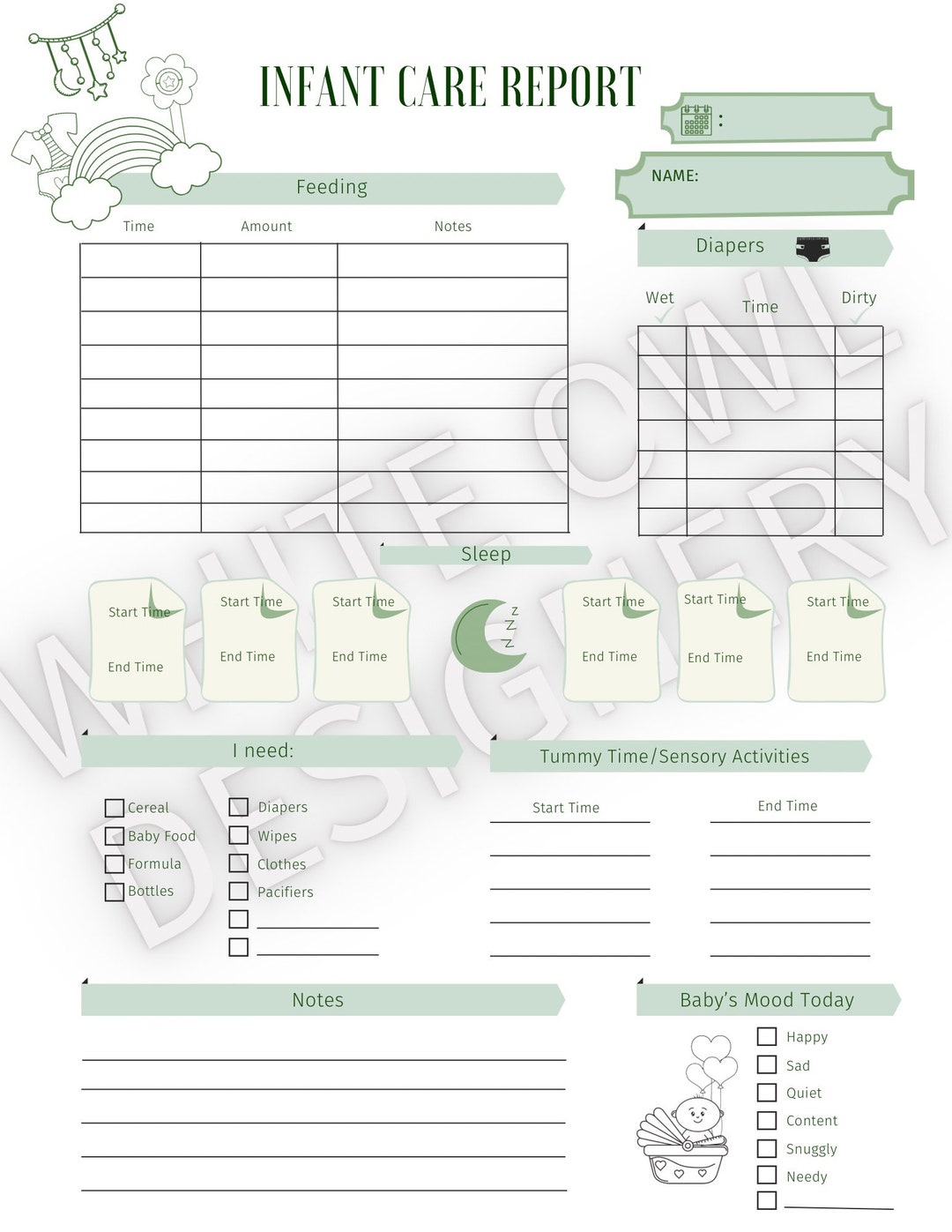 Infant Daycare/childcare Log Feeding/health Tracker - Etsy