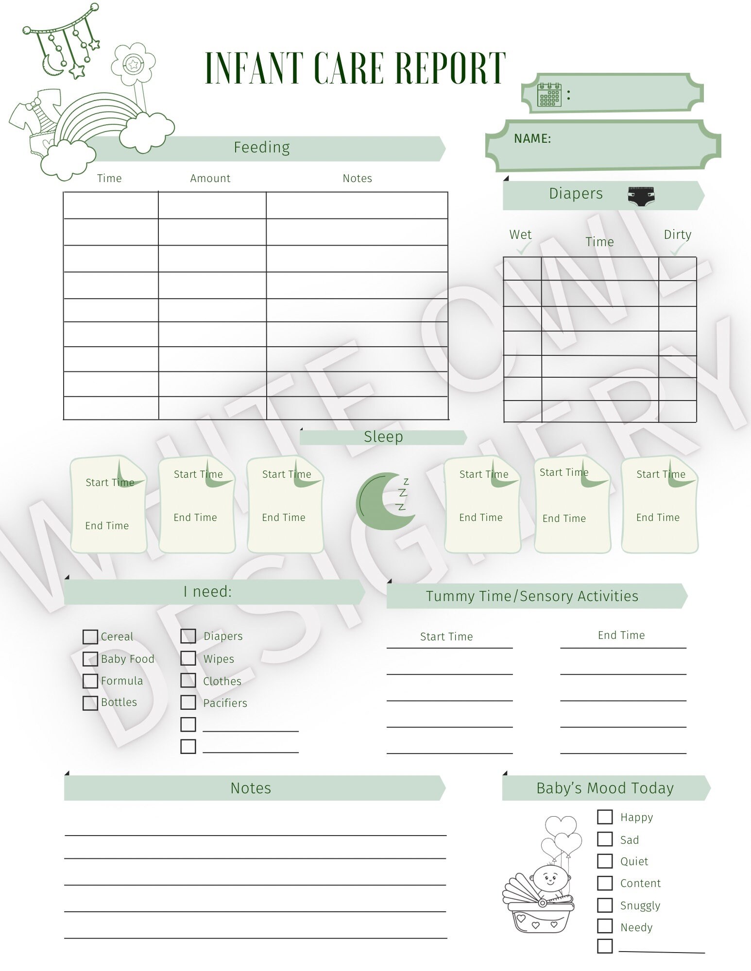 Infant Daycare/childcare Log Feeding/health Tracker - Etsy