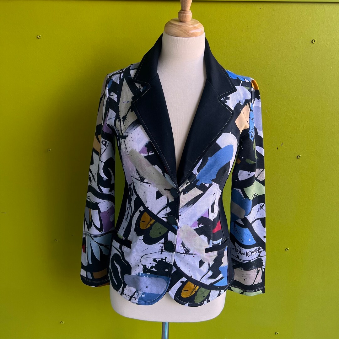 Simply Art by Dolcezza Abstract Design Jacket for Women, Stretch Cotton ...