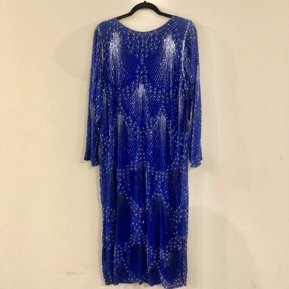 Beautiful royal blue Art Deco style beaded silk dress… - Gem
