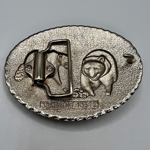 Numbered Silver Grizzly Bear belt buckle, carved doub… - Gem