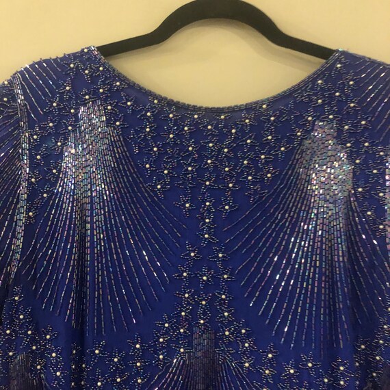 Beautiful royal blue Art Deco style beaded silk dress… - Gem