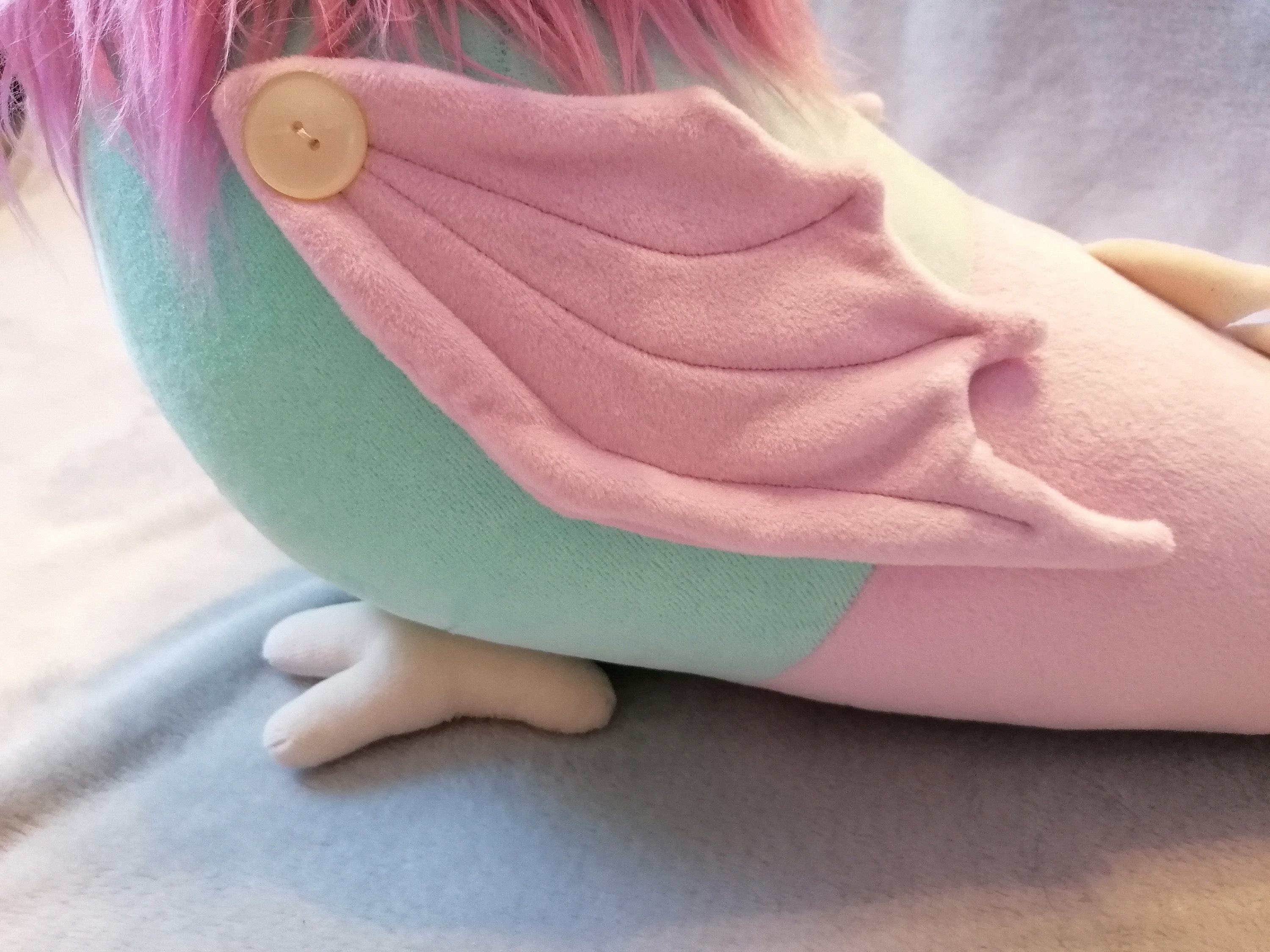 Big Cockatrice Basilisk Stuffed Animal OOAK Candy Pink Blue Toy Doll ...