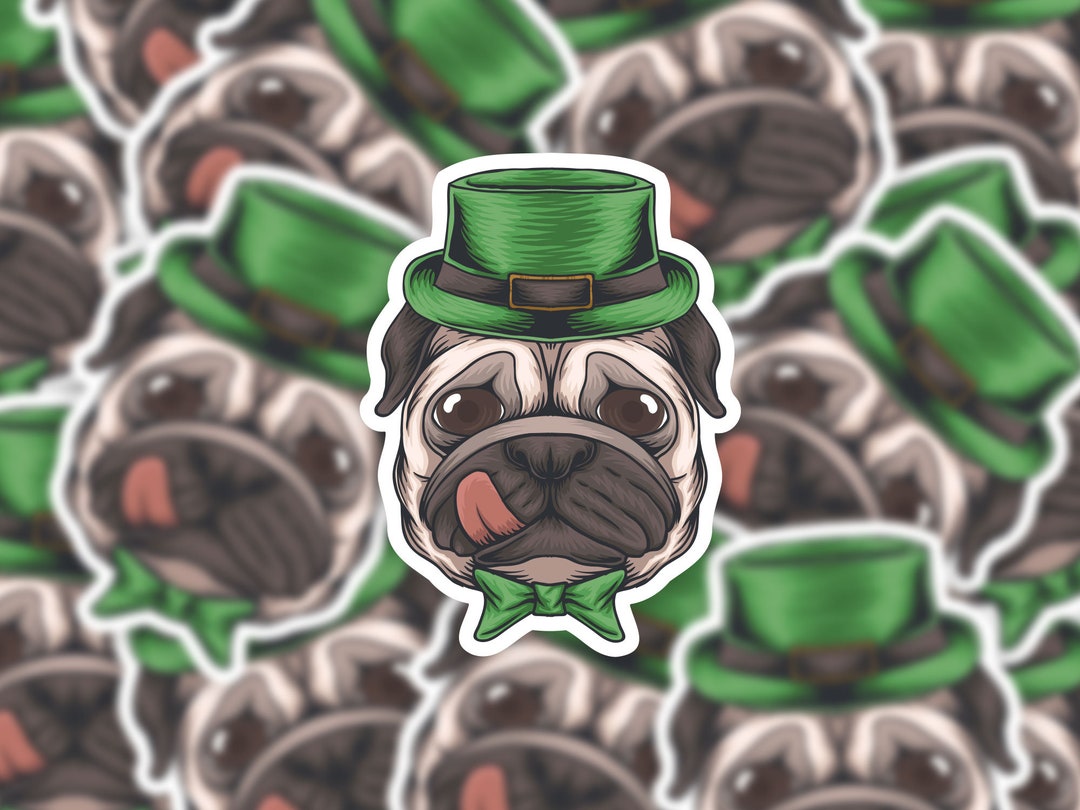 LUCKY PUG St.patricks Day Pug Sticker Laptop or Hydro Flask - Etsy