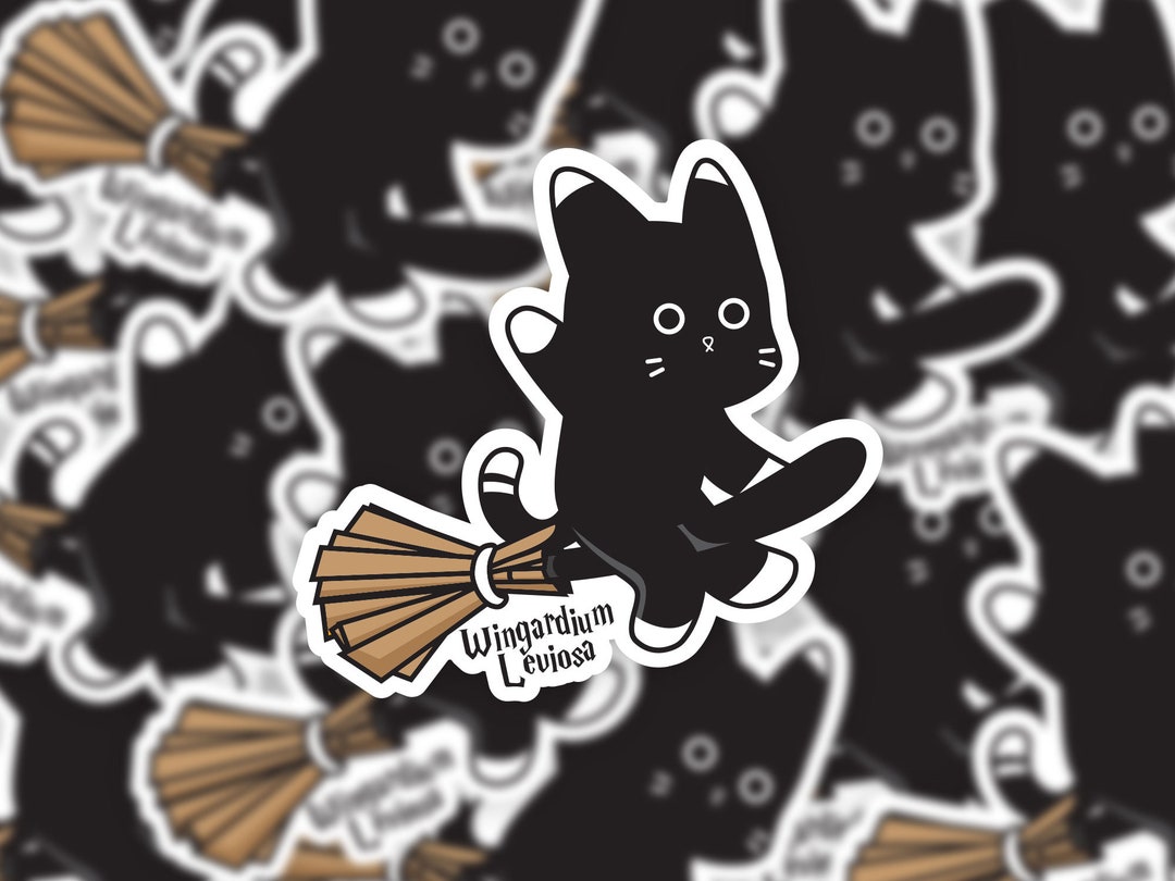 WINGARDIUM LEVIOSA (levitation Charm) - Cat on Magic Broom, Vinyl ...