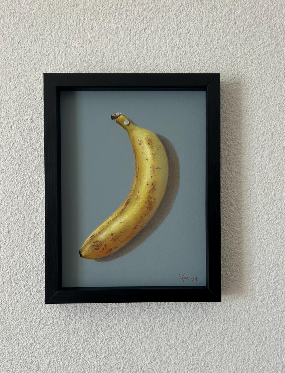 Golden Banana, Wall Art, Original Soft Pastel Painting, Realistic Fruit ...