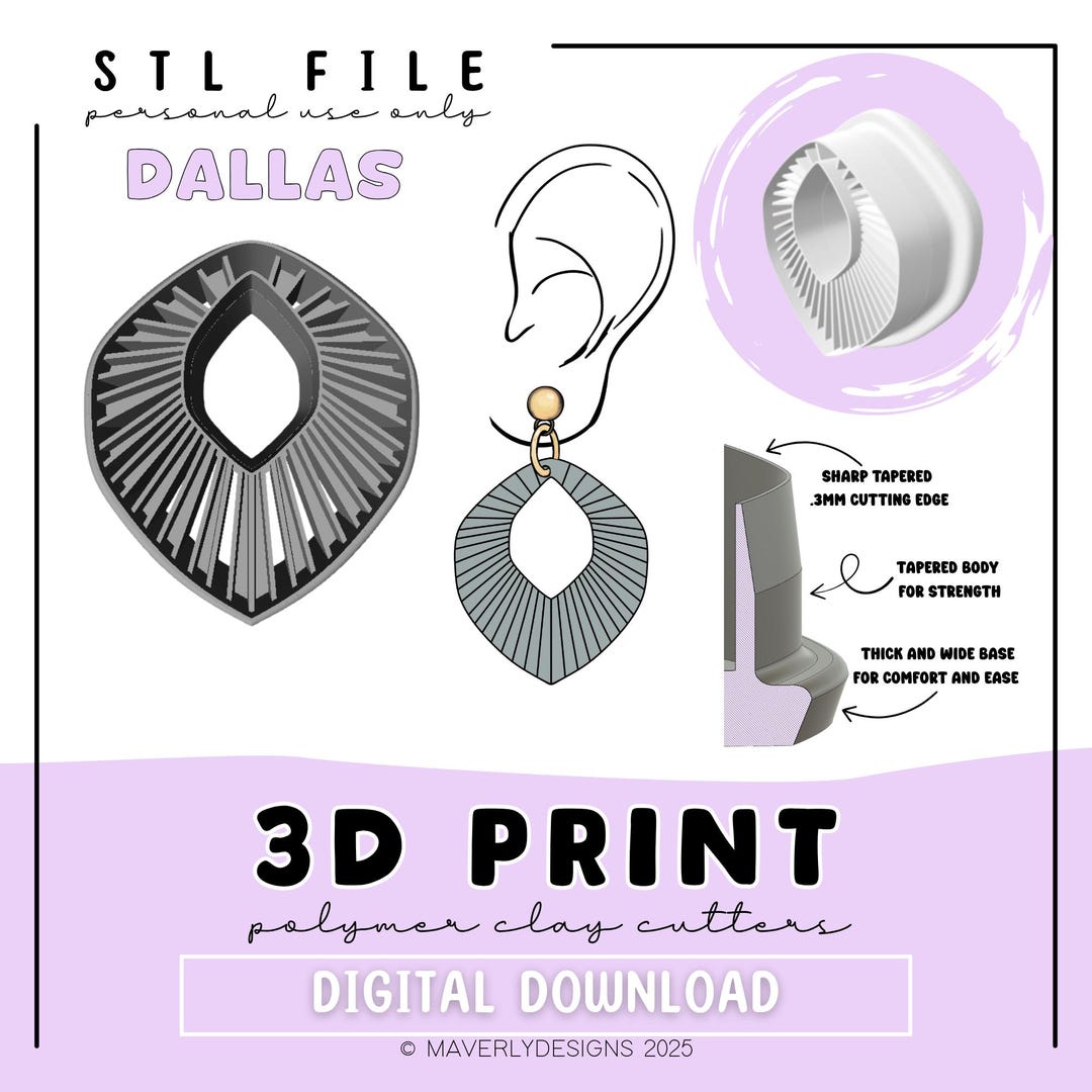 Dallas Imprint - Digital Download - STL Polymer Clay Cutter - Print ...
